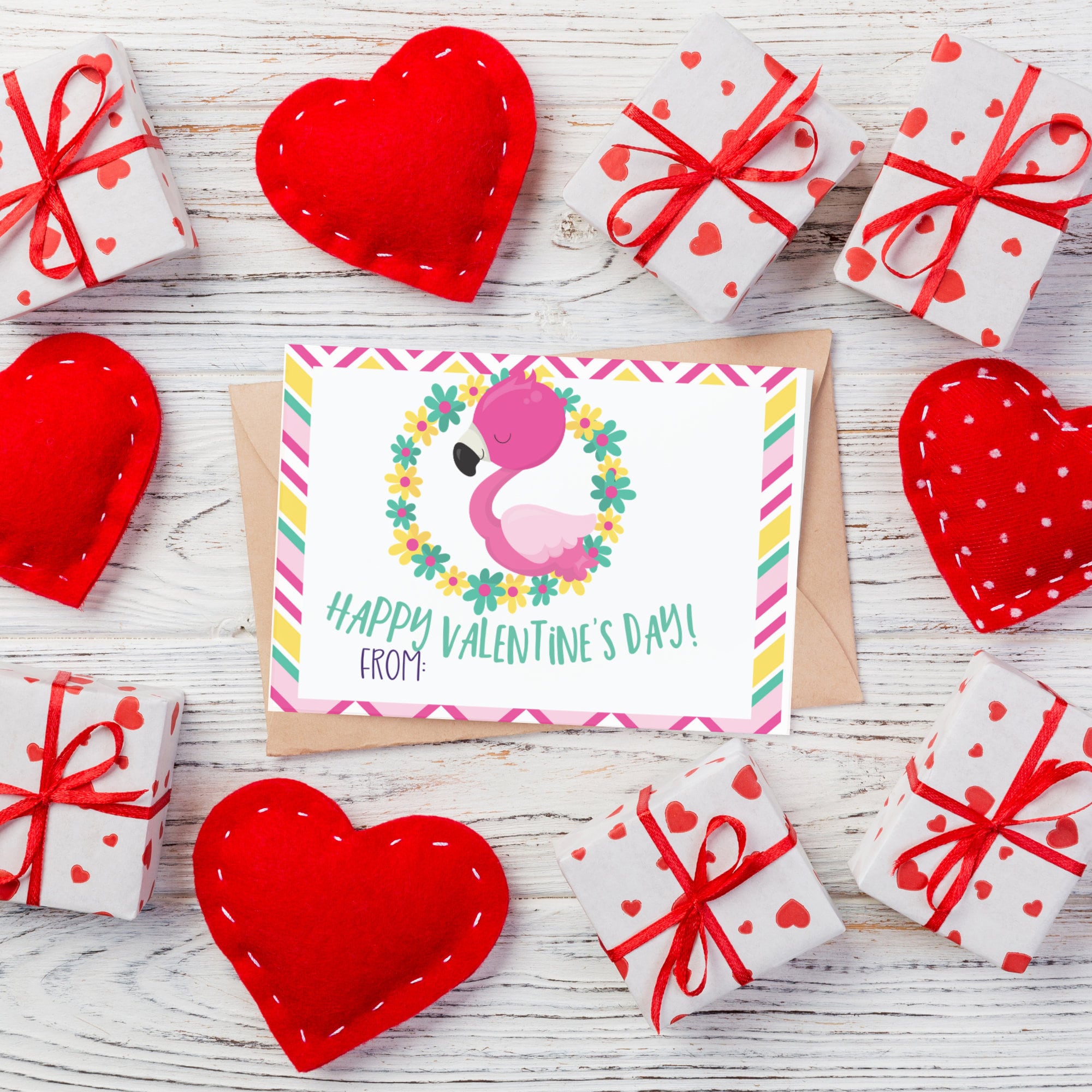 Flamingo Valentine's Day Cards Classroom Valentines - Etsy.de