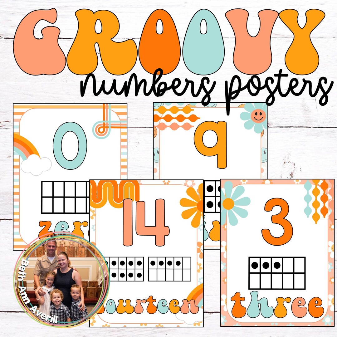 Groovy Boho Retro Numbers Posters 70s Classroom Decorations - Etsy