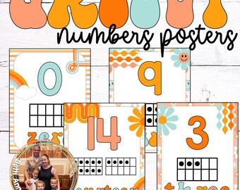 Groovy Boho Retro Numbers Posters 70s Classroom Decorations - Etsy