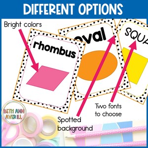 Shapes Posters Classroom Decorations Printable Rainbow Pop and Dots ...