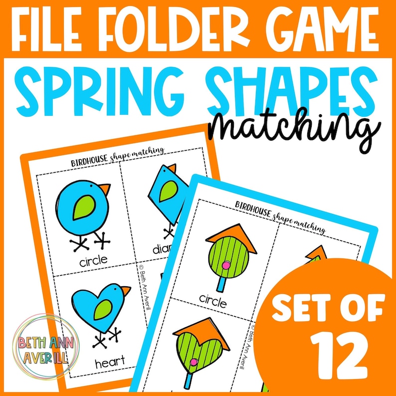 Shape Matching Spring File Folder Games Bird and Birdhouse - Etsy