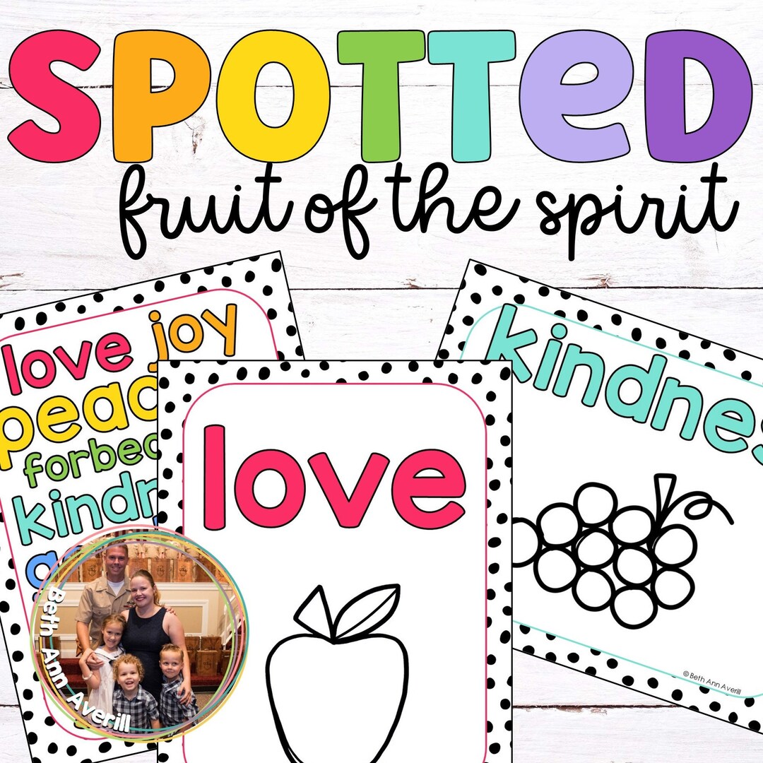 Fruit of the Spirit Spotted Brights Posters Watercolor Classroom Decor ...