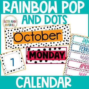 Rainbow Pop and Dots Calendar Squares That Fit Into Pocket Organizers ...