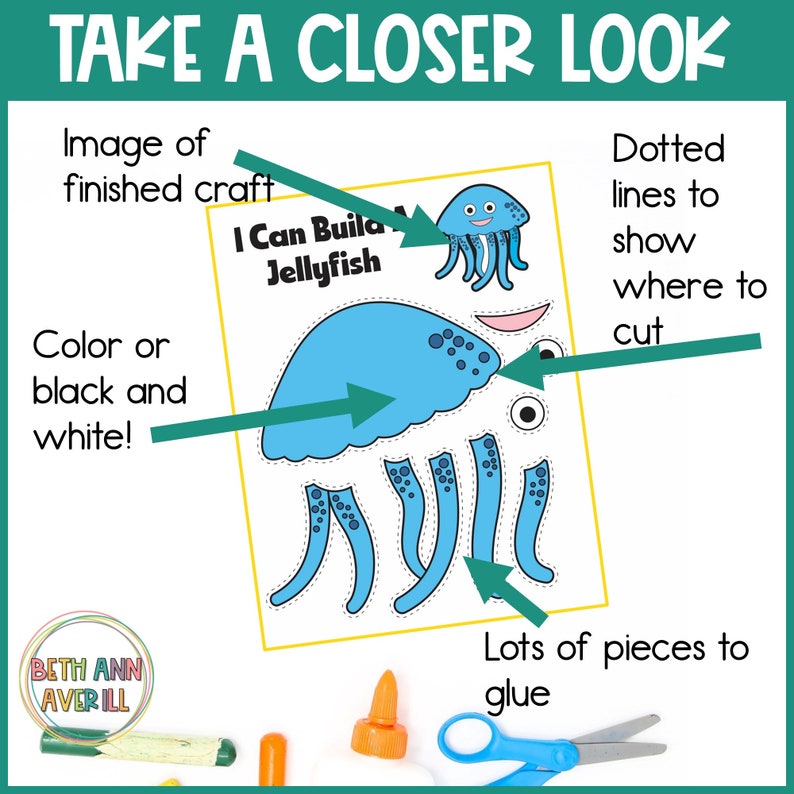 Sea Creatures Cut and Paste Activity Book Ocean Animal Paper Cutting ...