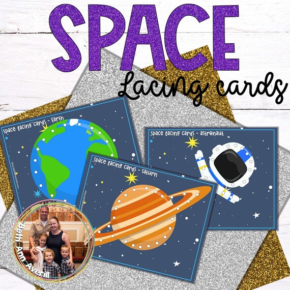 Space Lacing Cards Outer Space Galaxy Preschool Activities | Etsy