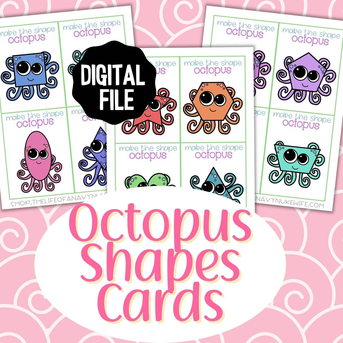 Octopus Shape Cards Learning Shapes Through Play Preschool | Etsy