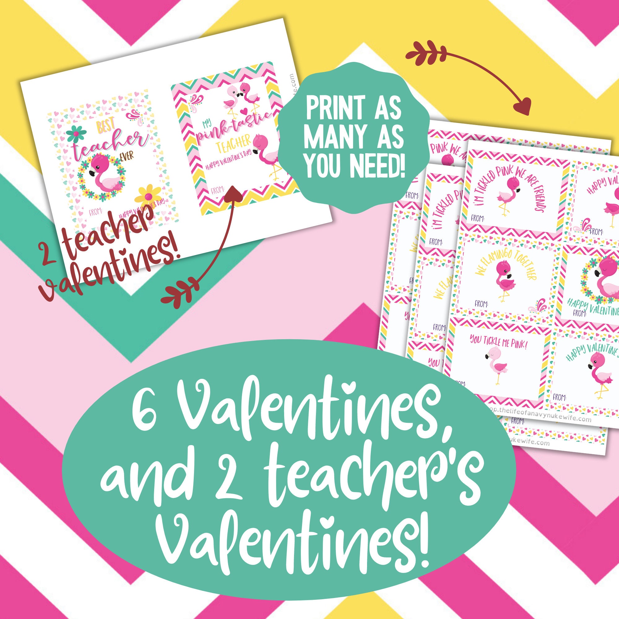 Flamingo Valentine's Day Cards Classroom Valentines Teachers Valentines ...