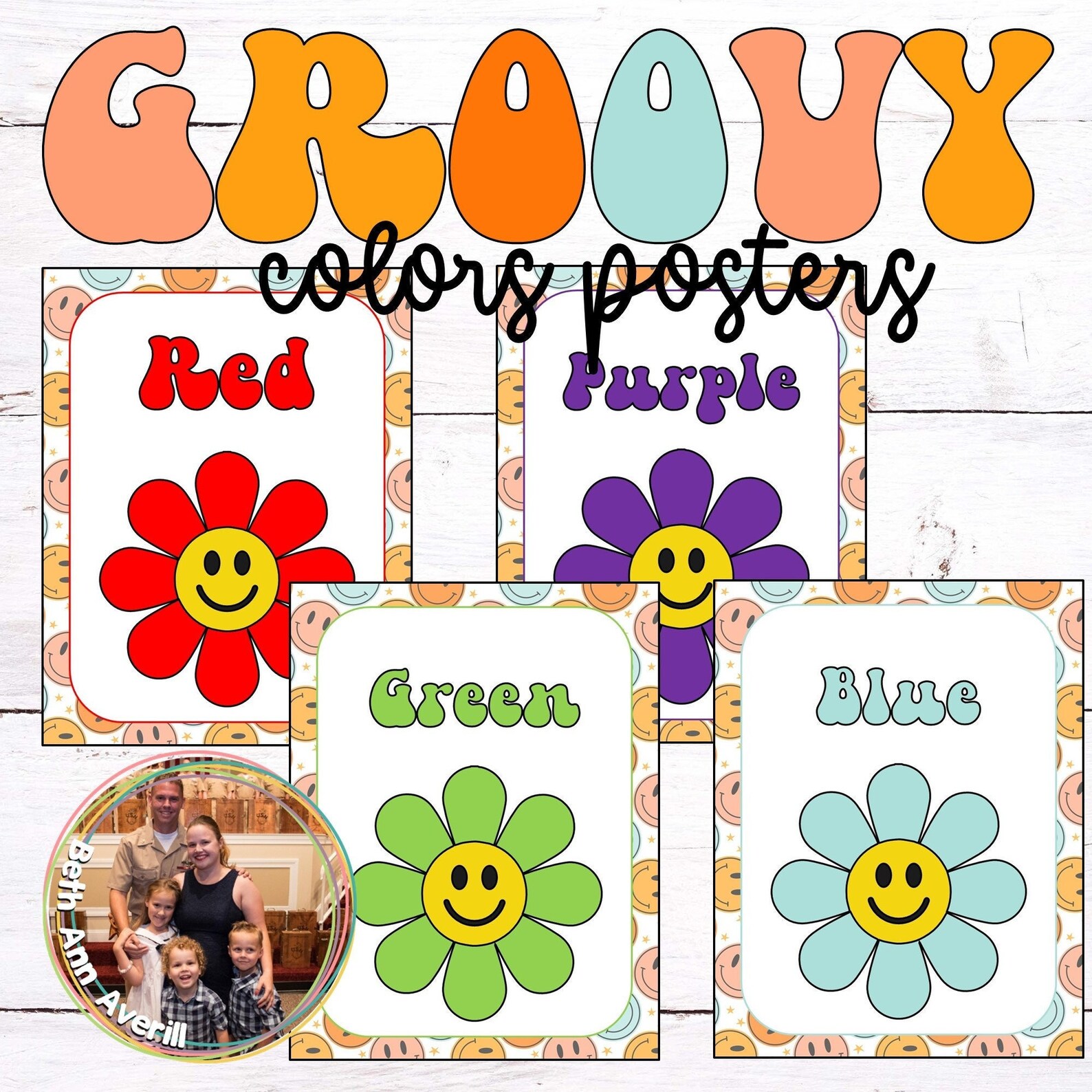 COLORS Groovy Boho Classroom Decor Homeschool Decor Groovy Retro Colors ...