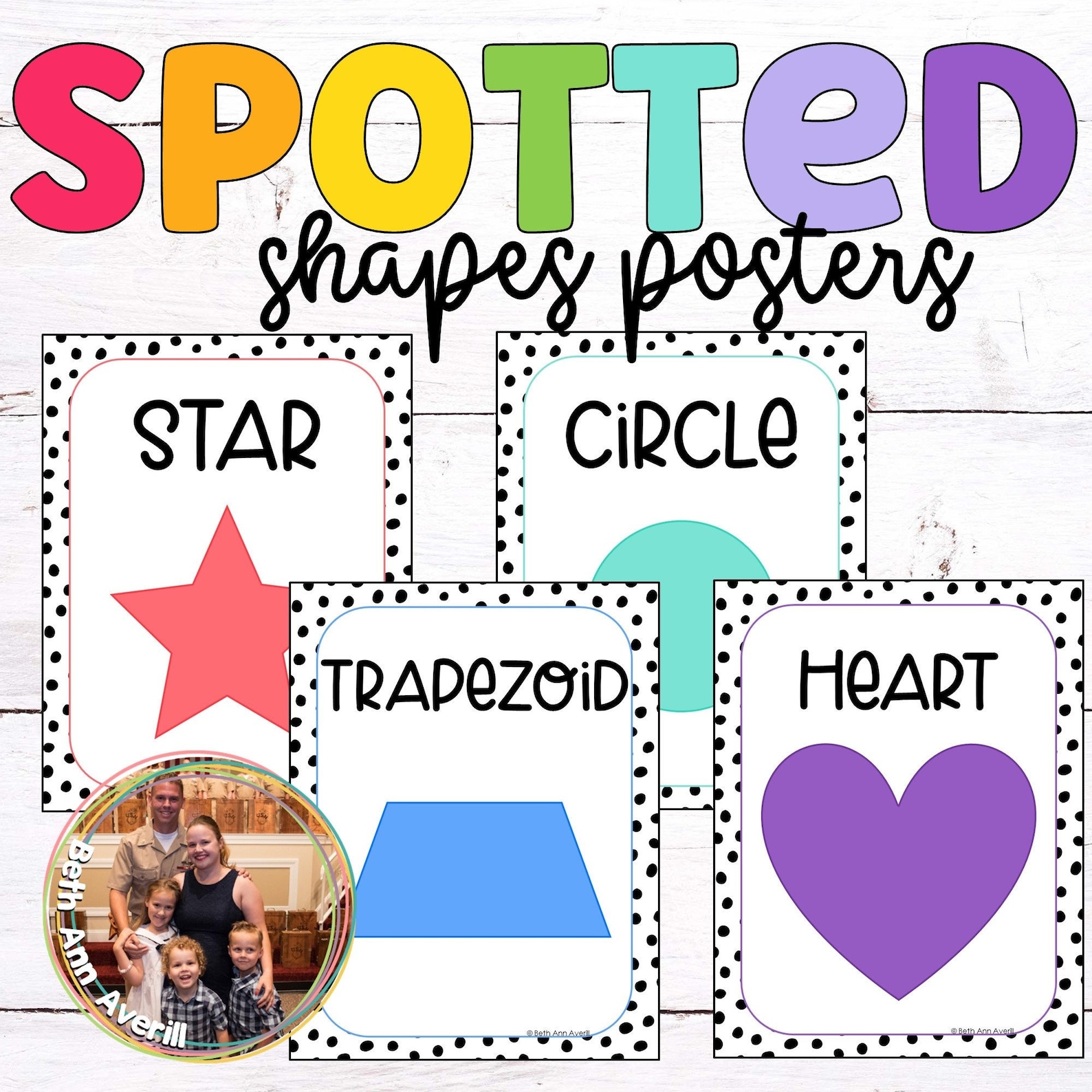 Spotted Brights Shapes Posters Watercolor Classroom Decor Homeschool ...
