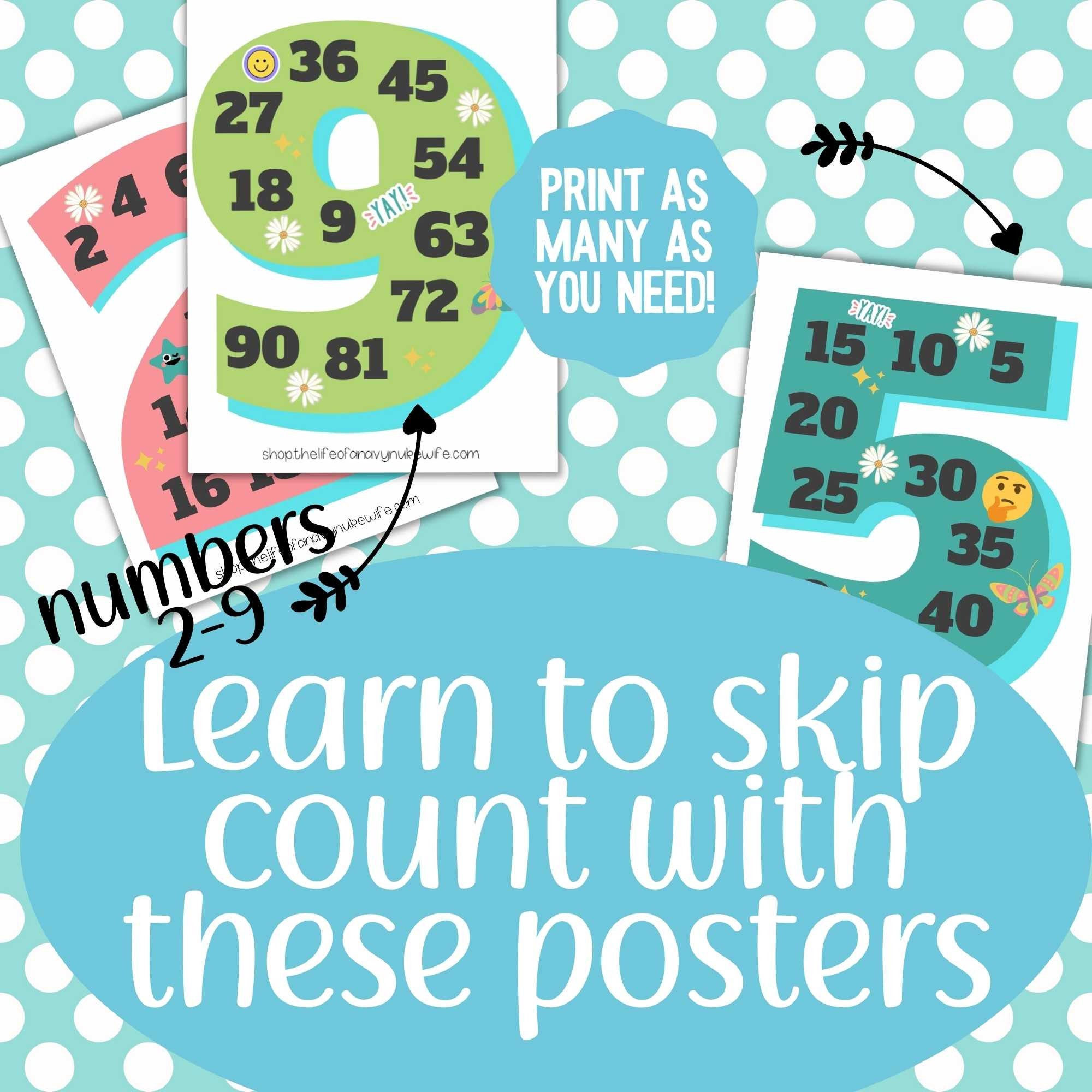 Skip Counting Posters for Homeschool Classrooms Counting by 2 ...
