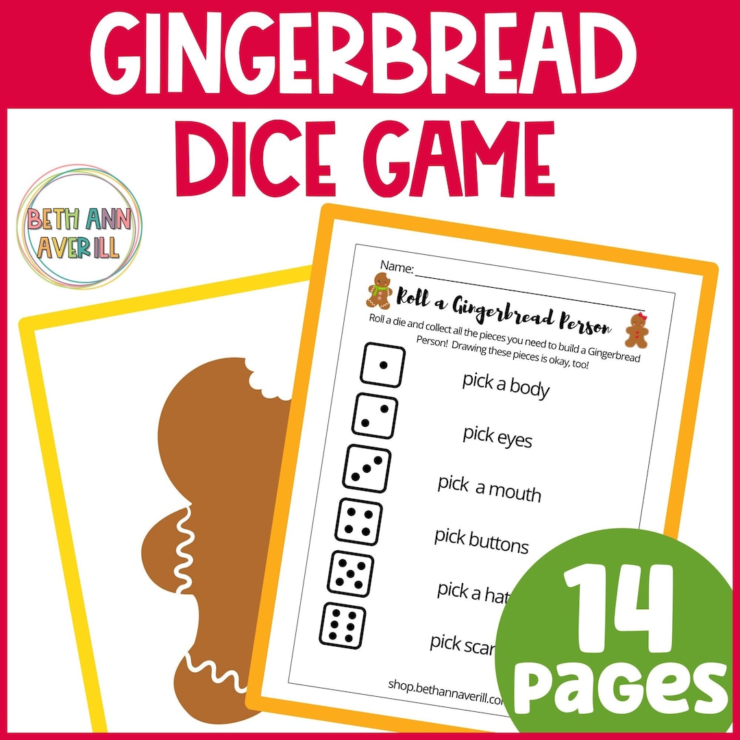 Printable Roll a Gingerbread Man Preschool Dice Game for Prek and ...