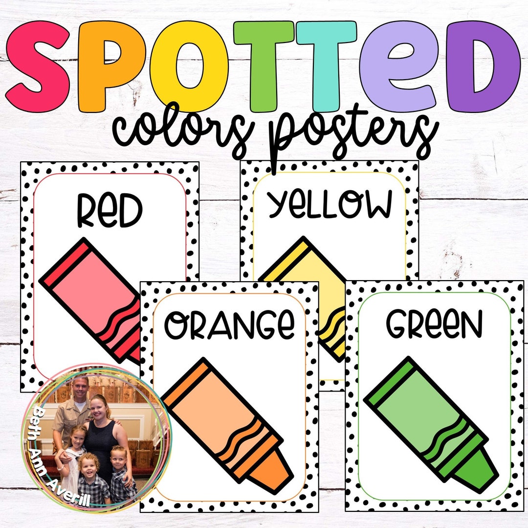 Crayon Color Posters Classroom Decorations Printable Spotted Brights ...