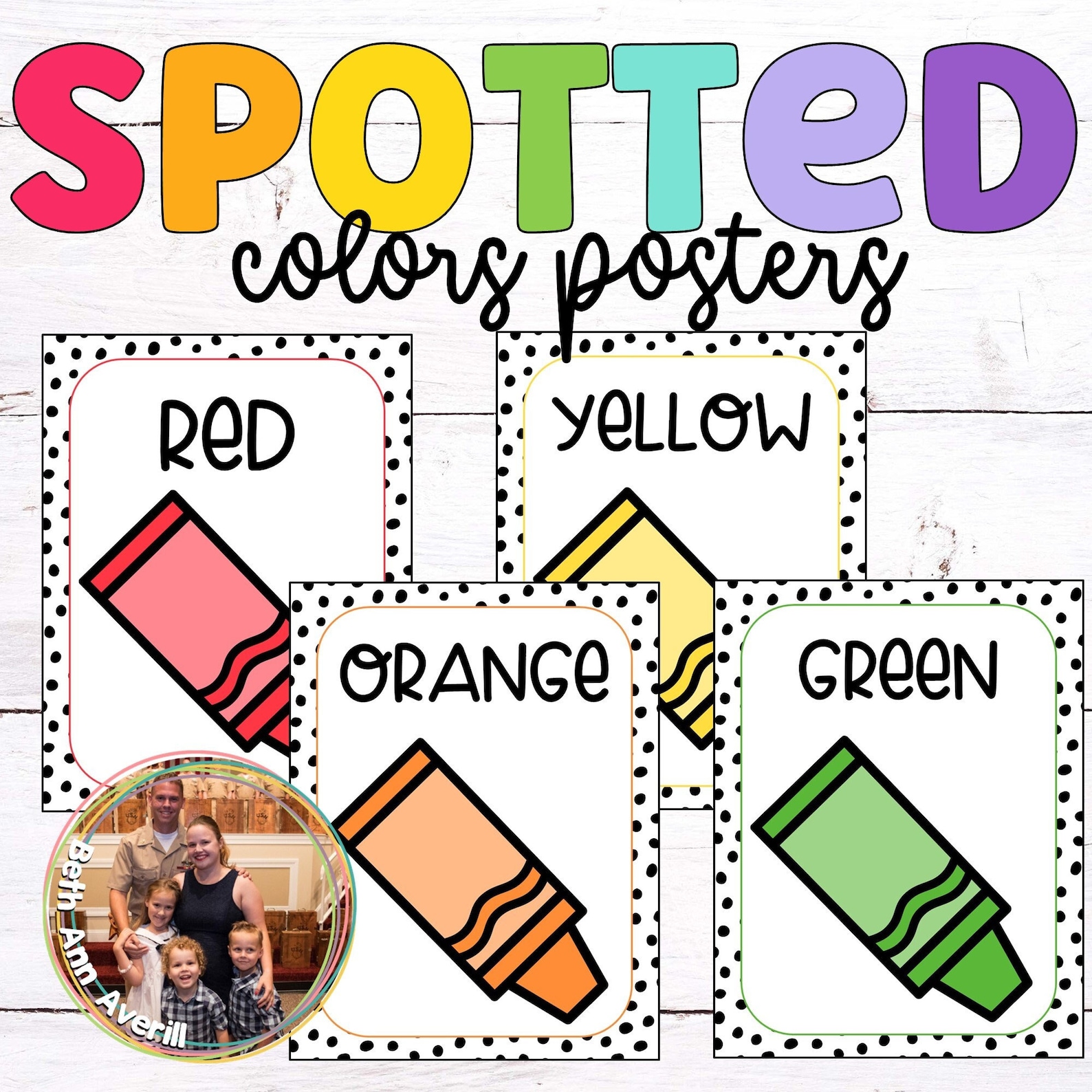 Crayon Color Posters Classroom Decorations Printable Spotted Brights ...