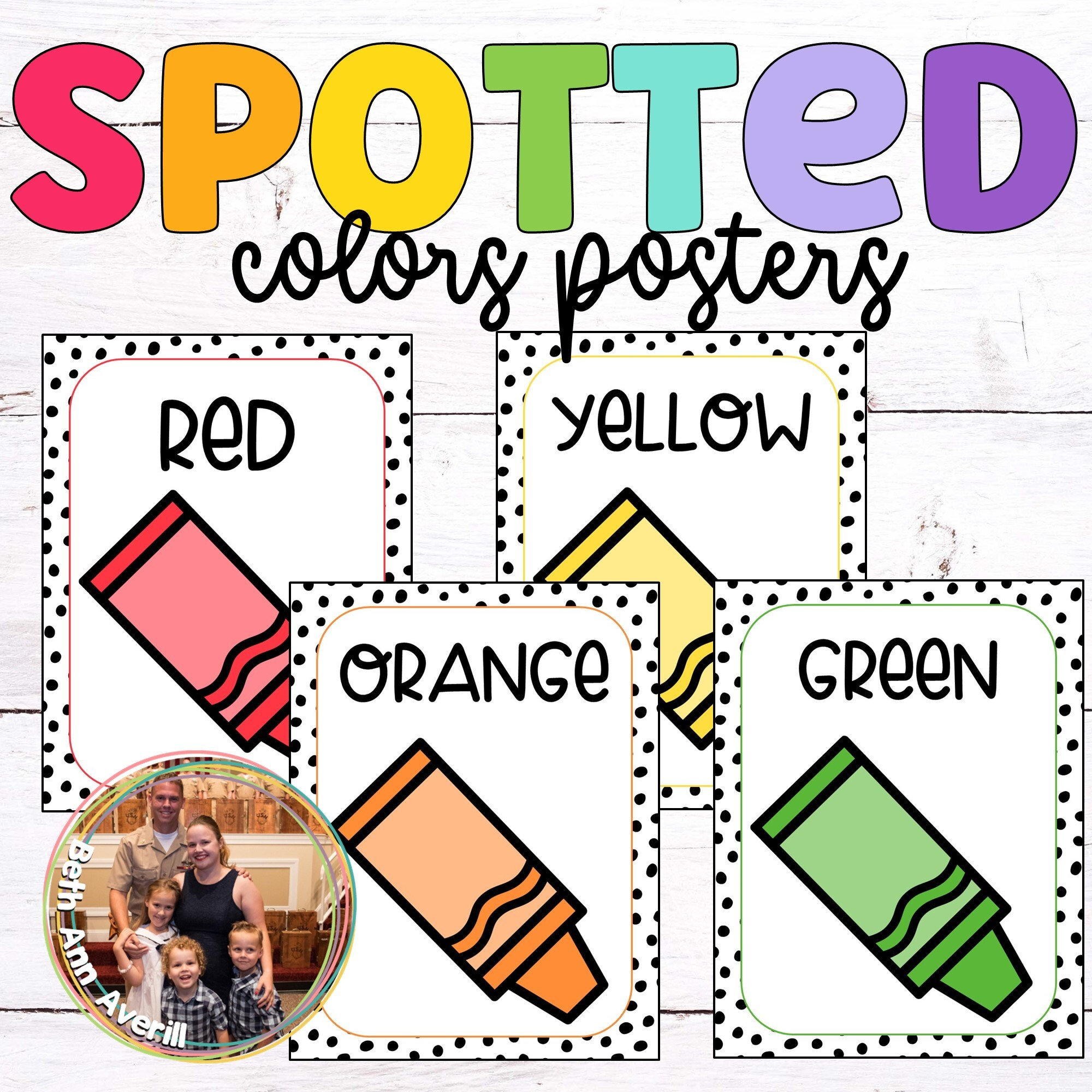 Crayon Color Posters Classroom Decorations Printable Spotted Brights ...