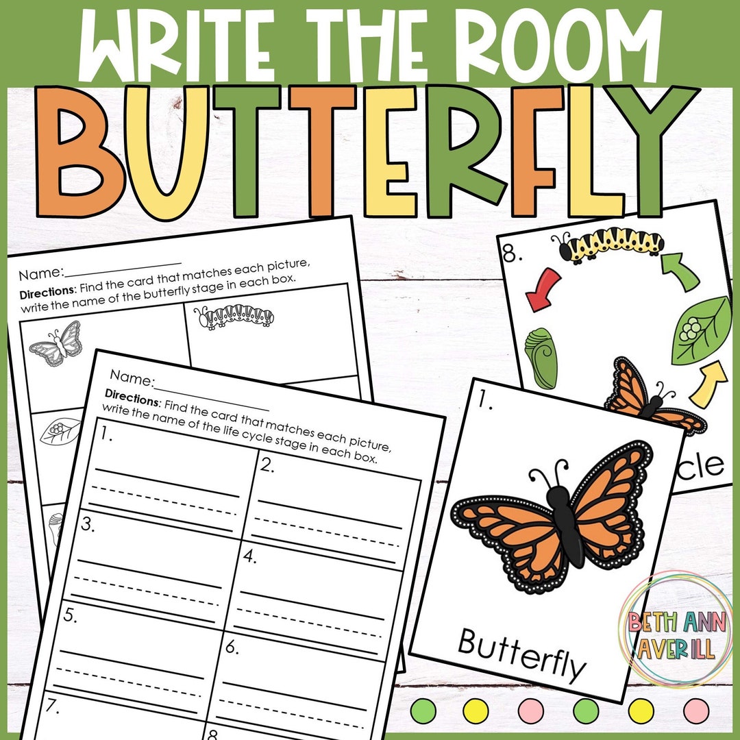 Butterfly Write the Room Butterfly Life Cycle for Kindergarten Learning ...
