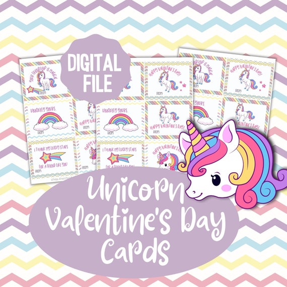 Unicorn Valentine's Day Cards Classroom Valentines | Etsy