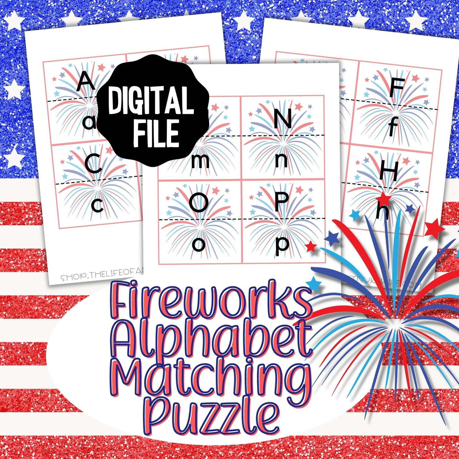 Fireworks Alphabet Matching Puzzle for Preschoolers - Etsy