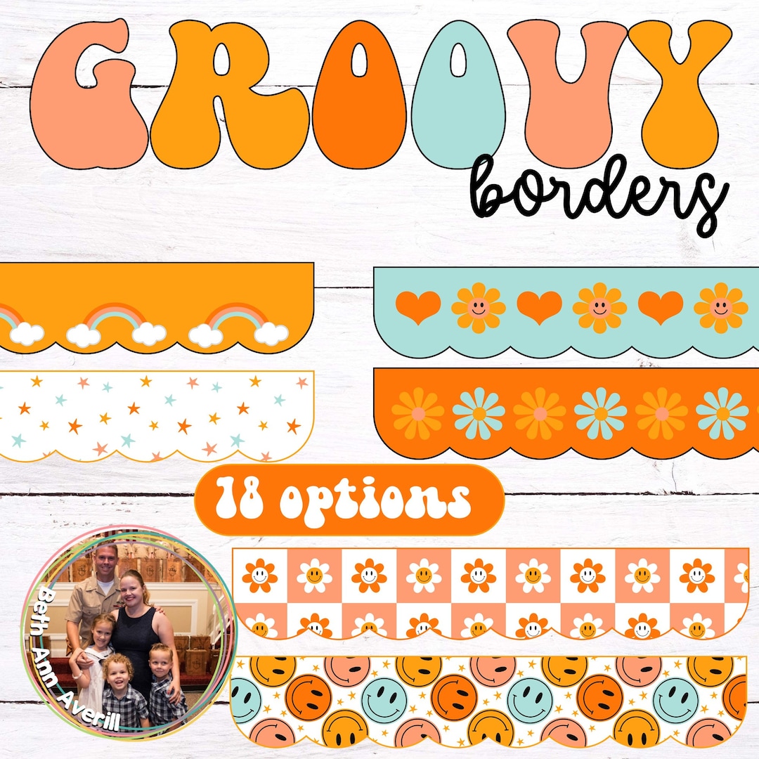 Groovy Boho Borders Retro Classroom Bulletin Board Decorations - Etsy