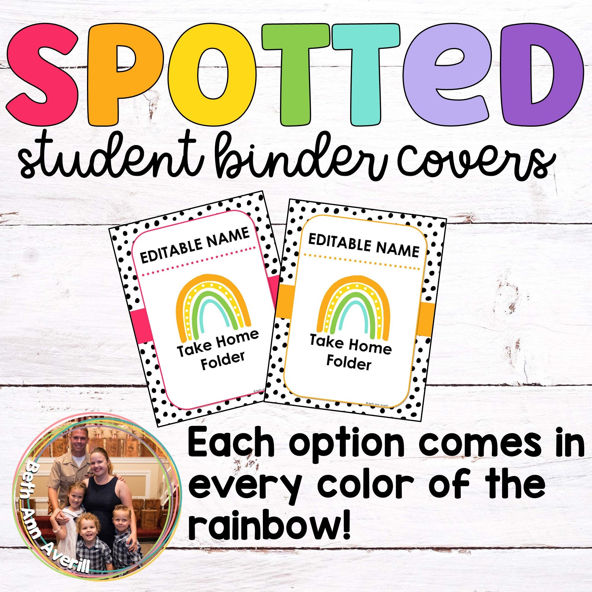 Editable Student Binder Covers in Bright Spotted Dotty Classroom Decor ...