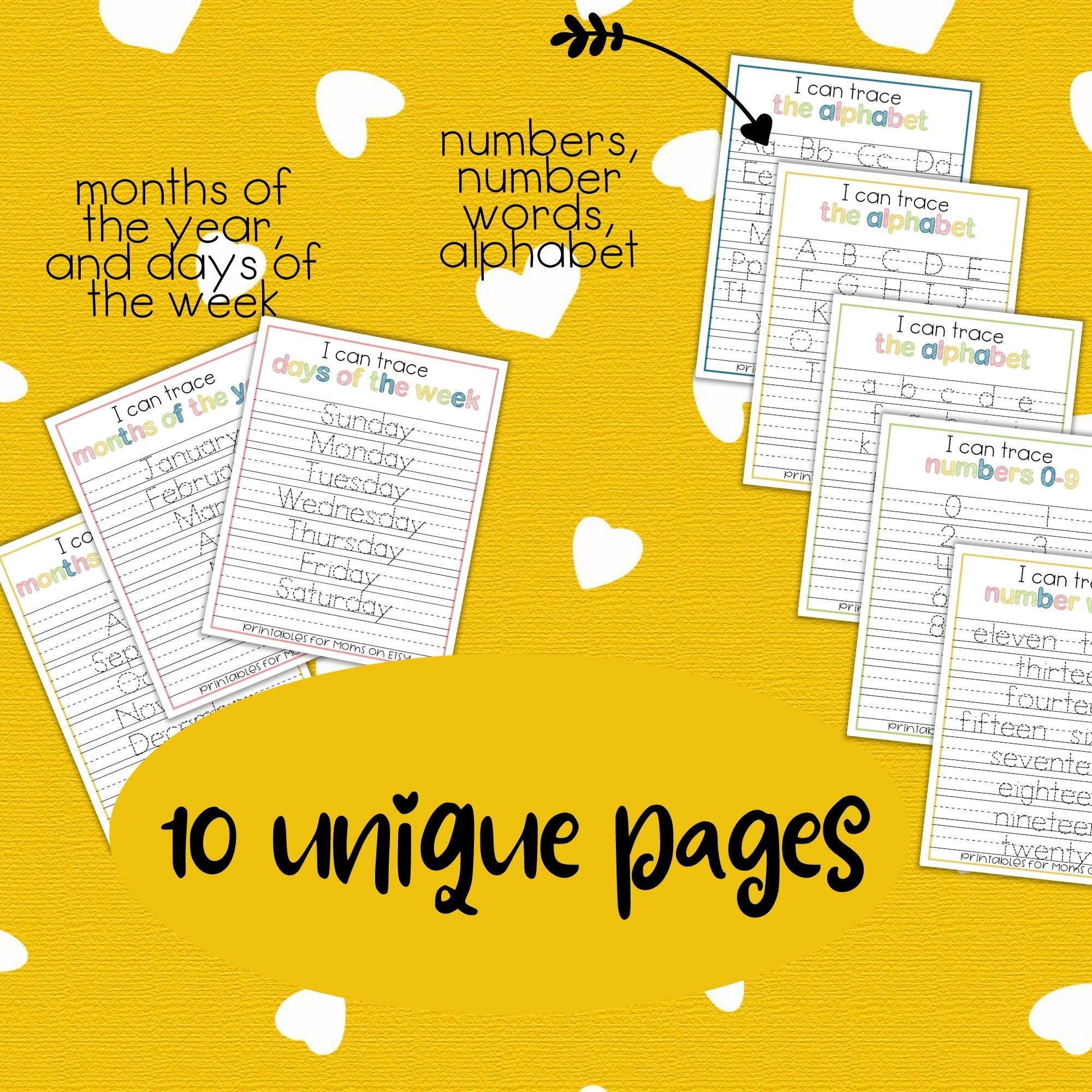 I Can Trace Alphabet, Days of the Week, Months of the Year, Numbers and ...
