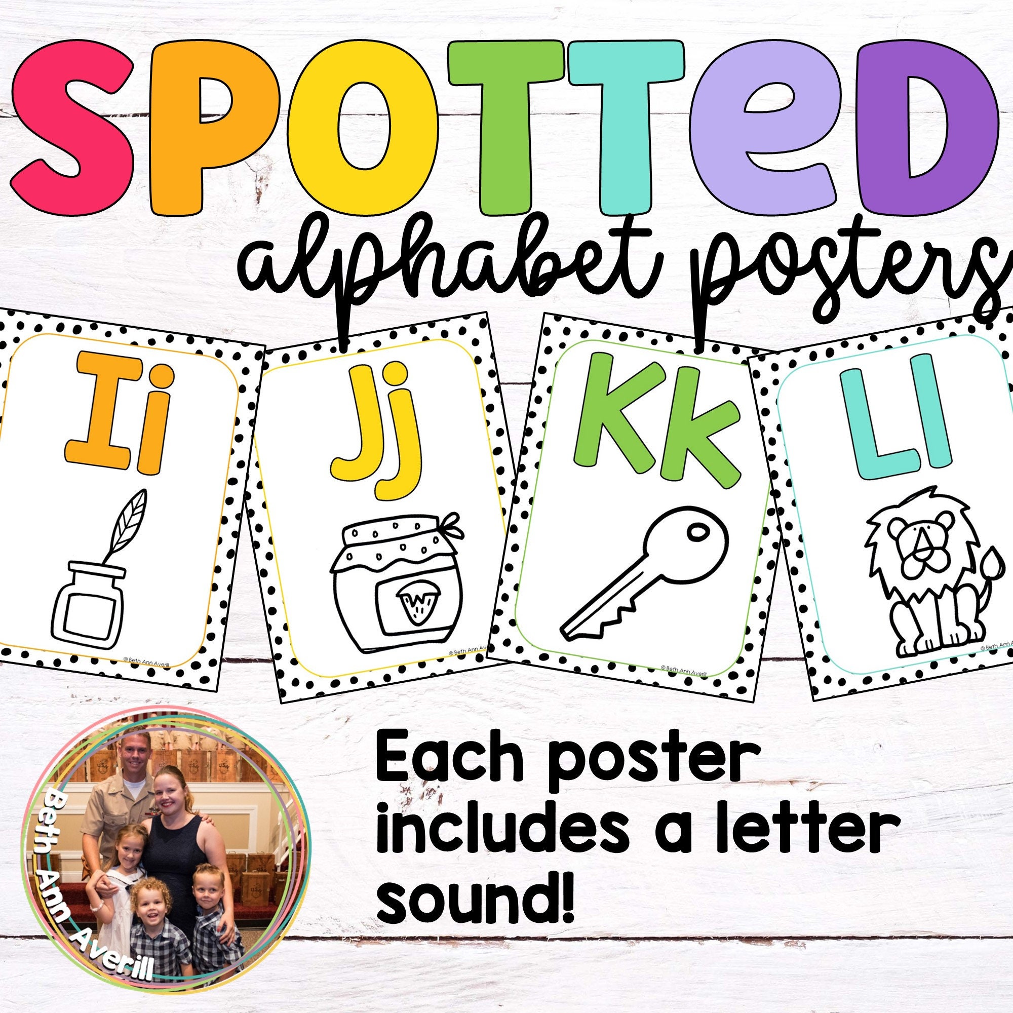 Alphabet Posters Classroom Decorations Printable Spotted Brights ...