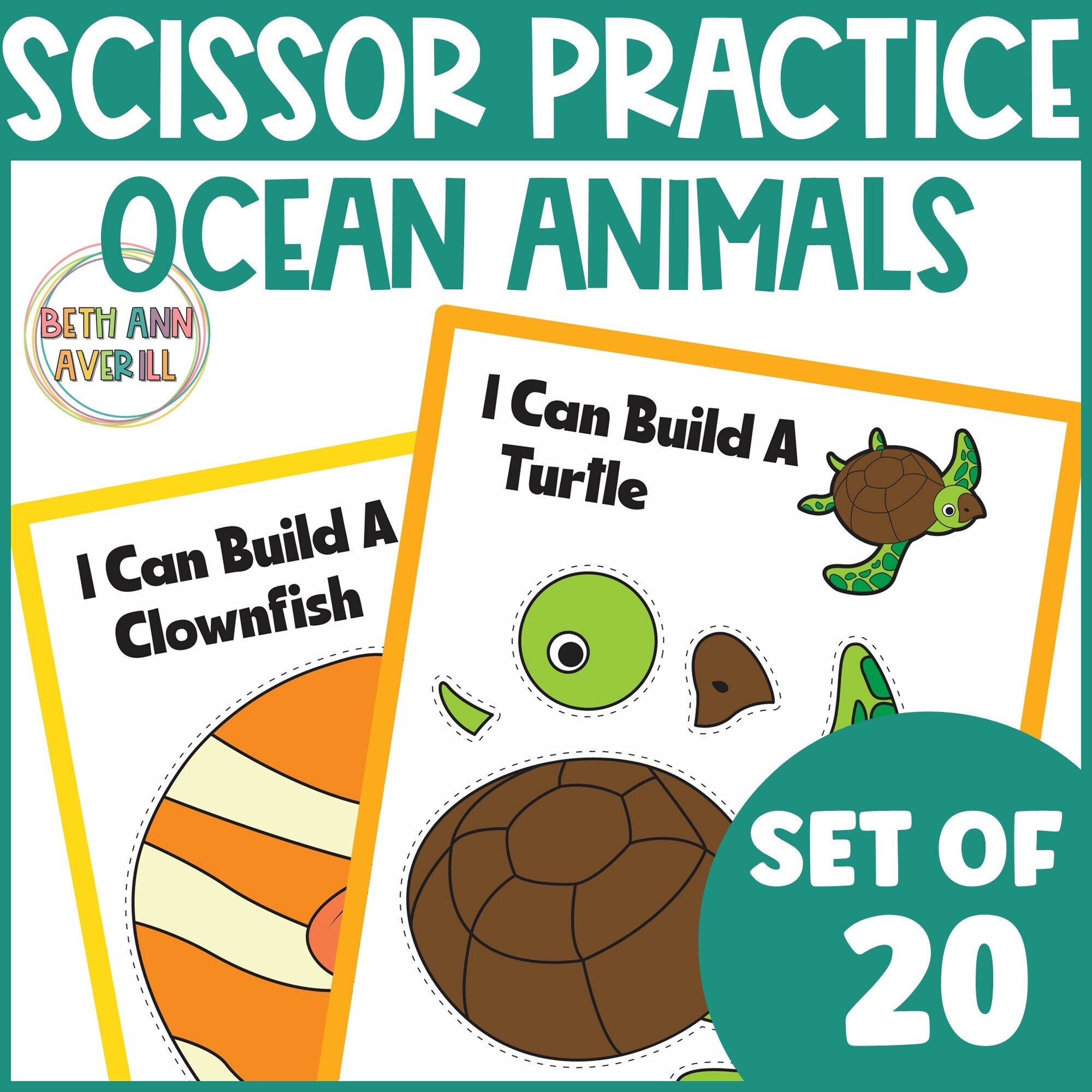 Sea Creatures Cut and Paste Activity Book Ocean Animal Paper Cutting ...