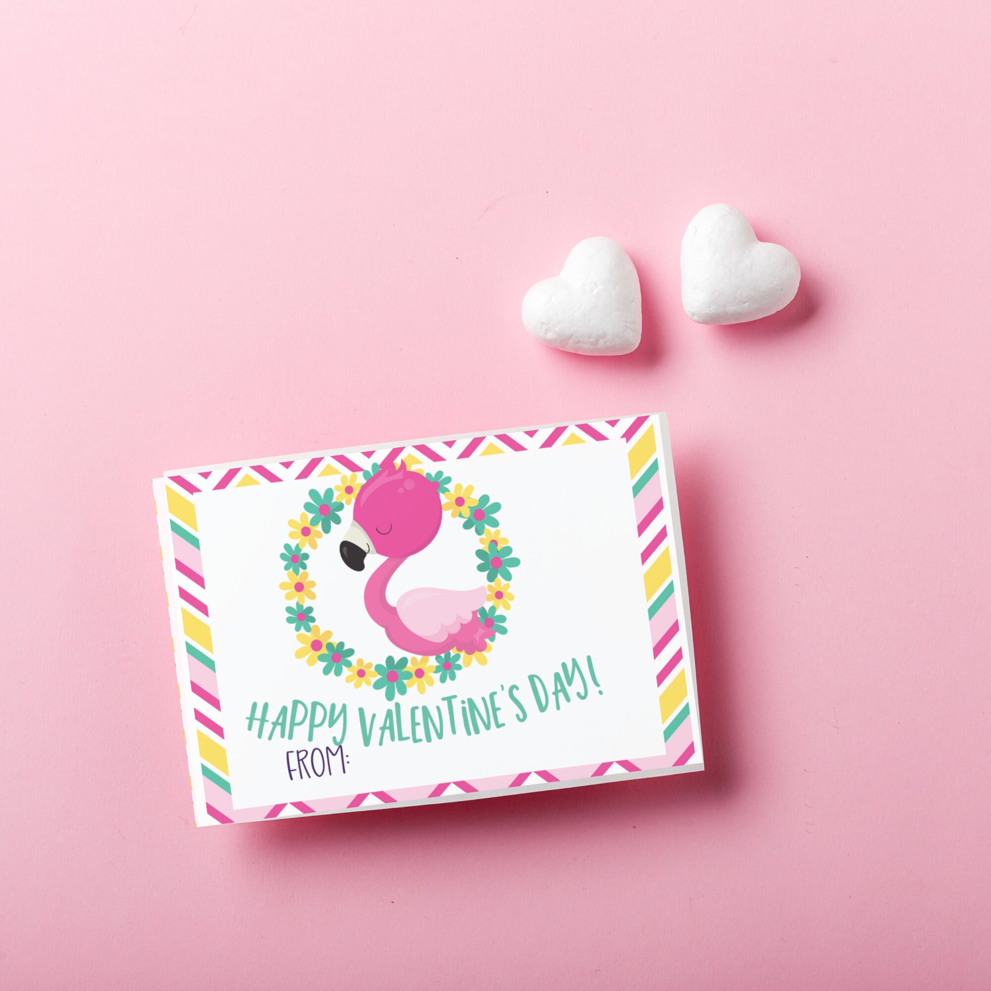 Flamingo Valentine's Day Cards Classroom Valentines - Etsy.de