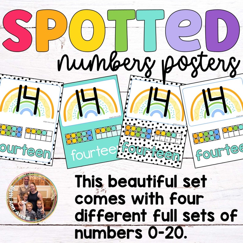 Numbers Posters Classroom Decorations Printable Spotted Brights ...