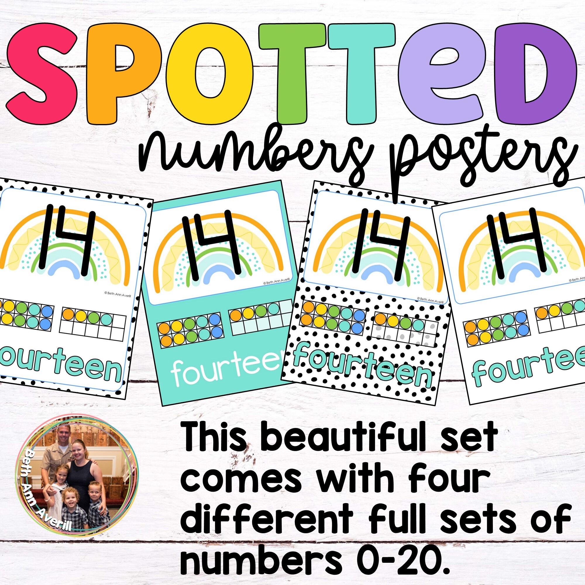 Numbers Posters Classroom Decorations Printable Spotted Brights ...