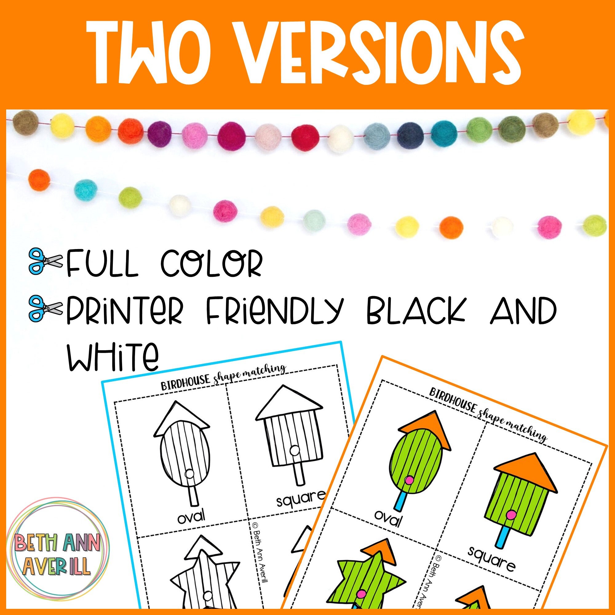 Shape Matching Spring File Folder Games Bird and Birdhouse Matching - Etsy
