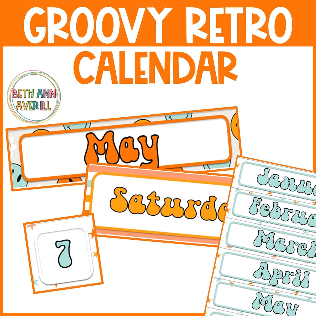 Groovy Boho Retro Calendar Squares That Fit Into Pocket Organizers for ...