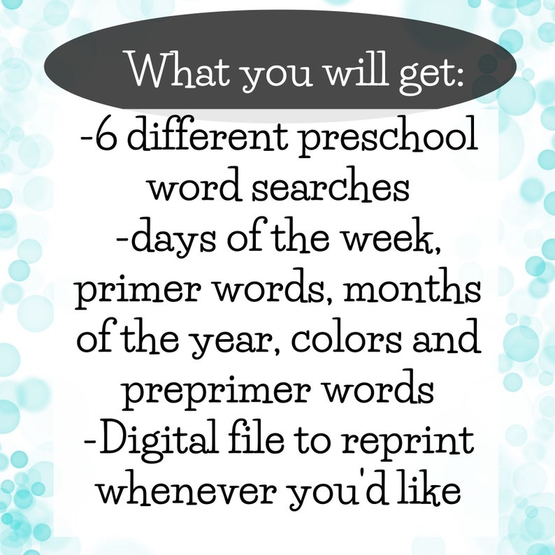 Word Search - Printable Word Search for Preschoolers - Week Days Months ...