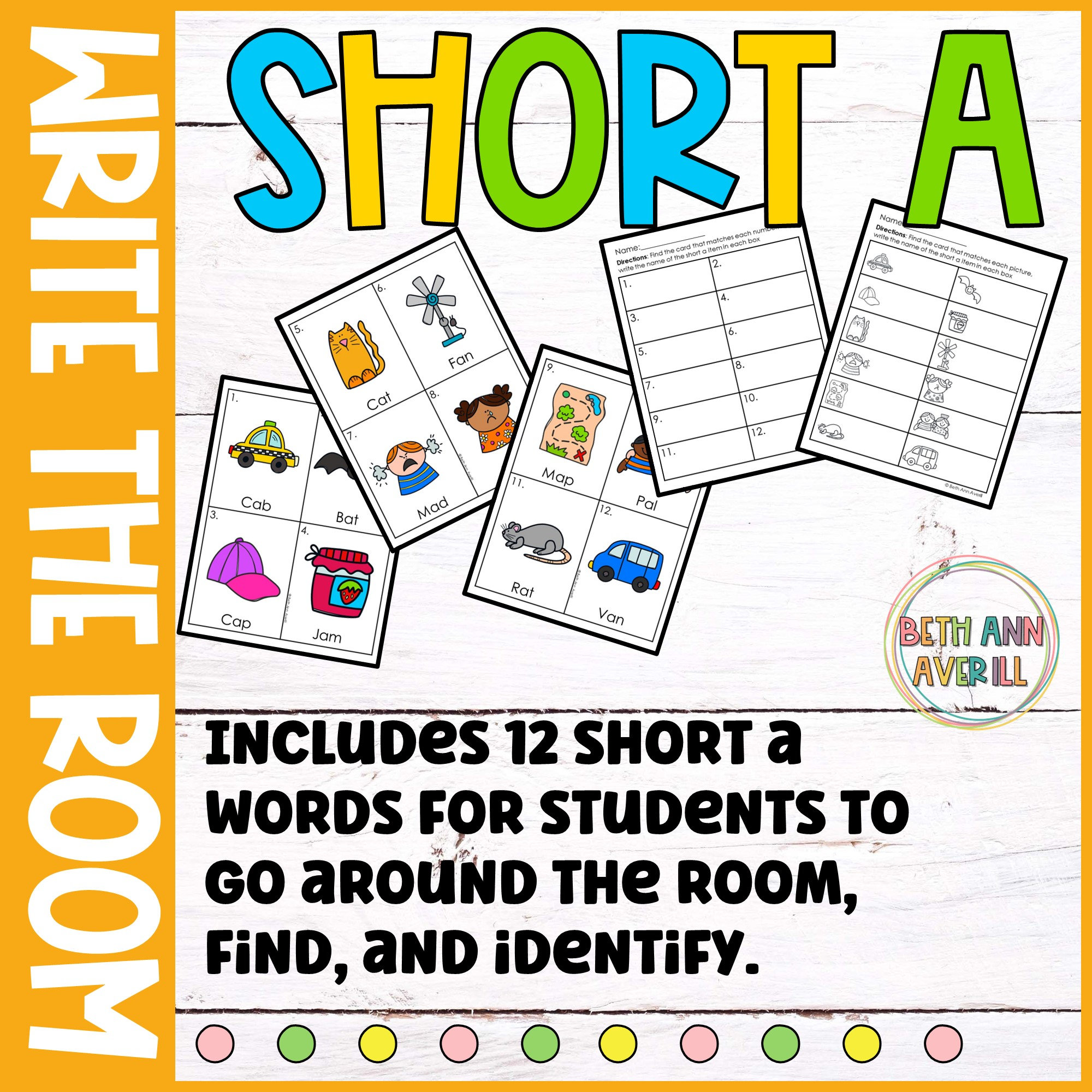 Short A Sight Word Write the Room Vocabulary Activity for Preschool ...