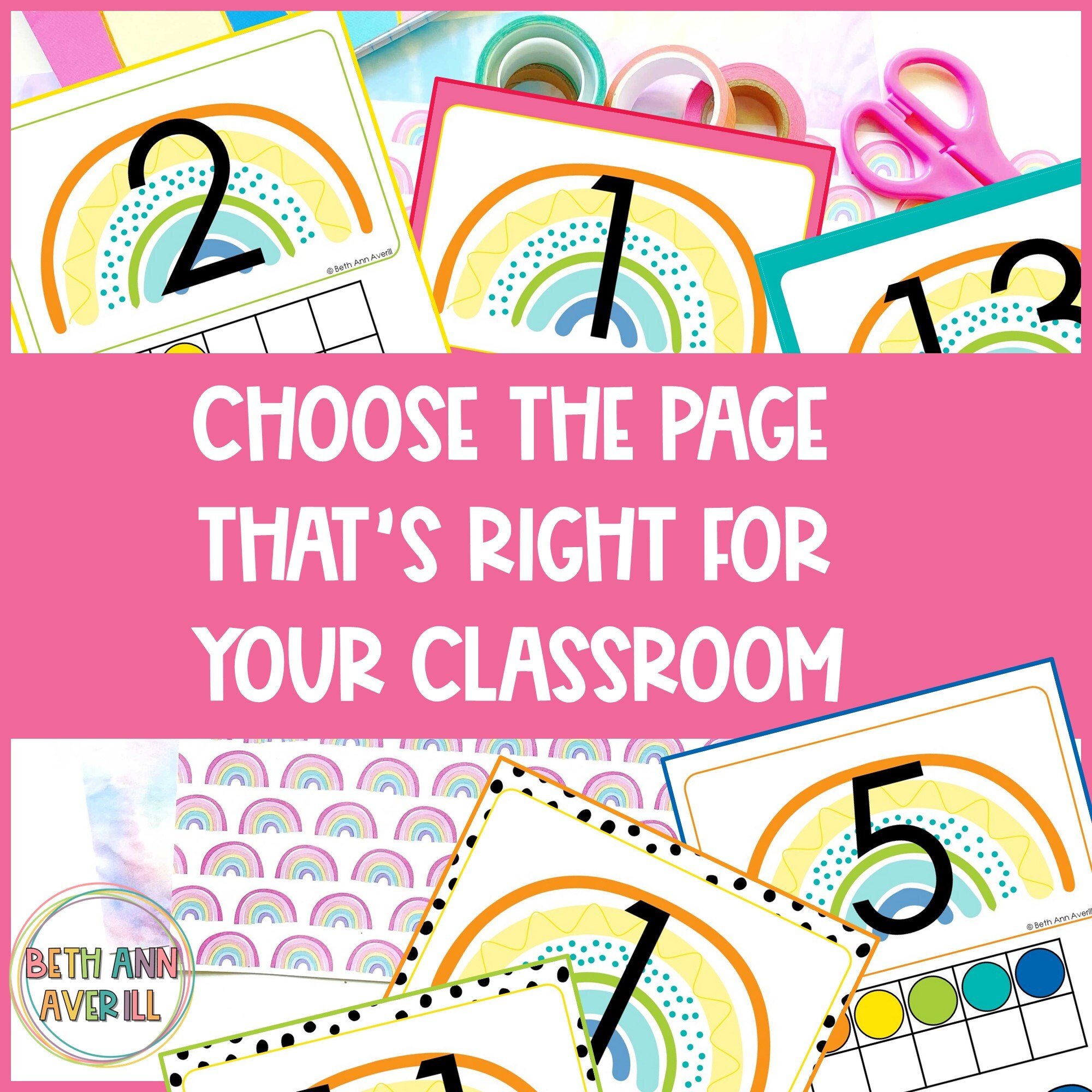 Numbers Posters Classroom Decorations Printable Rainbow Pop and Dots ...