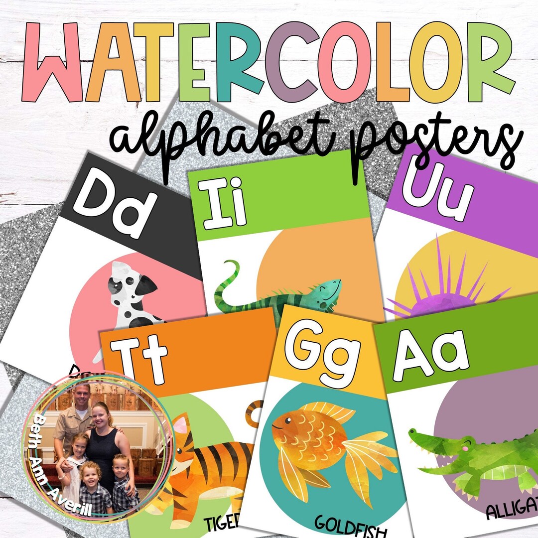Watercolor Alphabet Posters Watercolor Classroom Decor Homeschool Decor ...