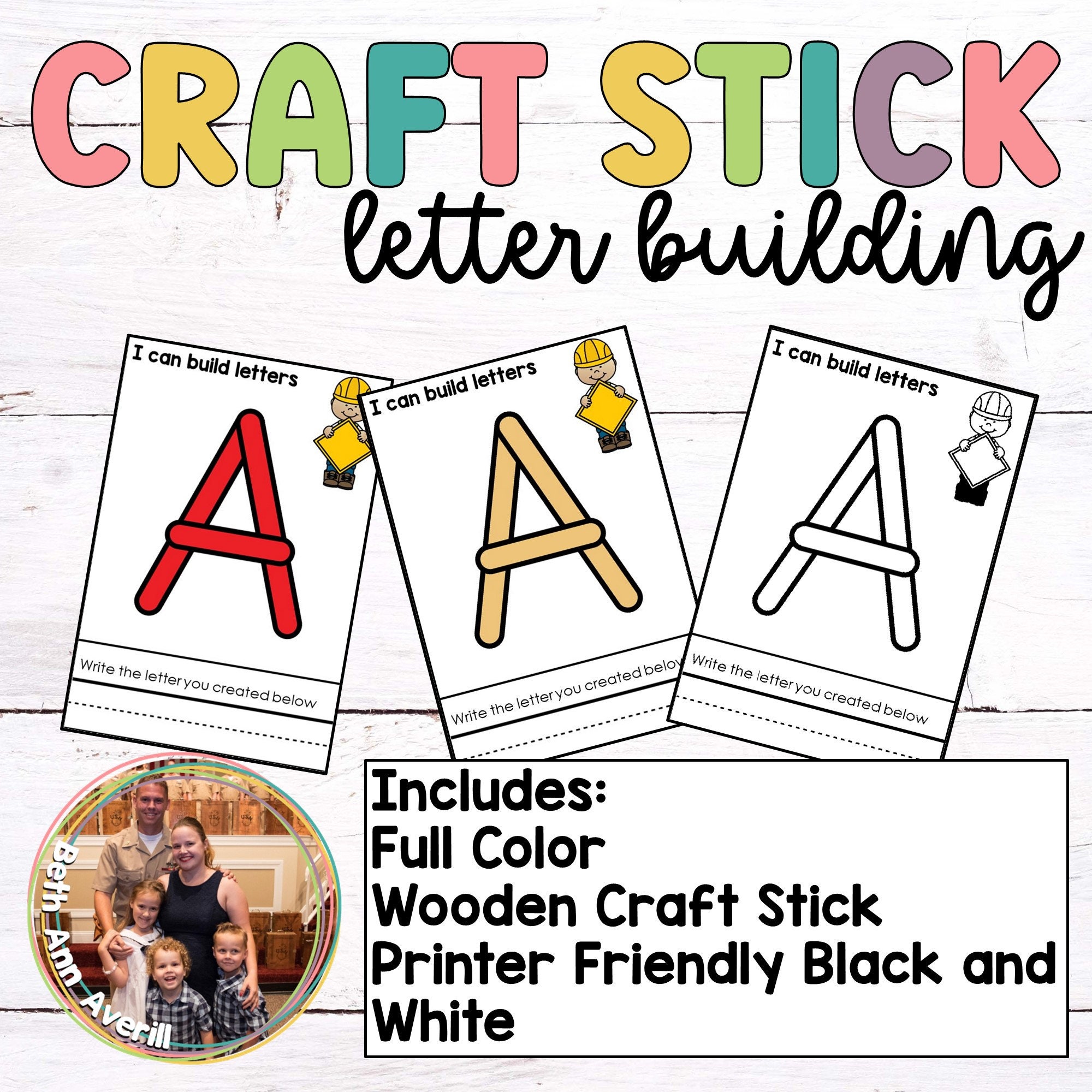 Craft Stick Alphabet ABC Building Flash Cards - Etsy
