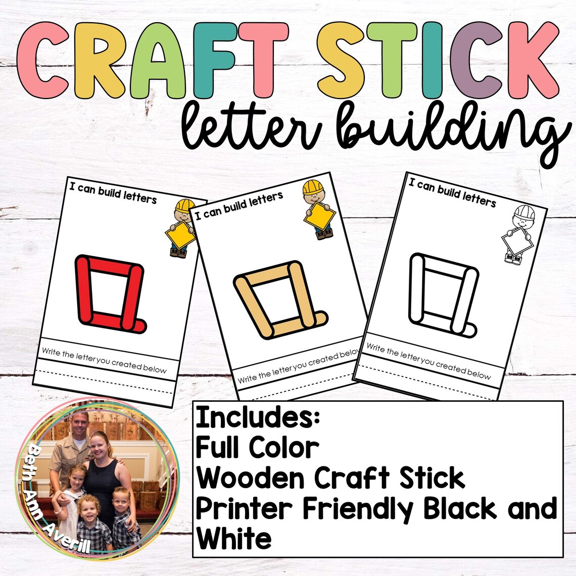 Craft Stick Lowercase Alphabet ABC Building Flash Cards Toddler ...