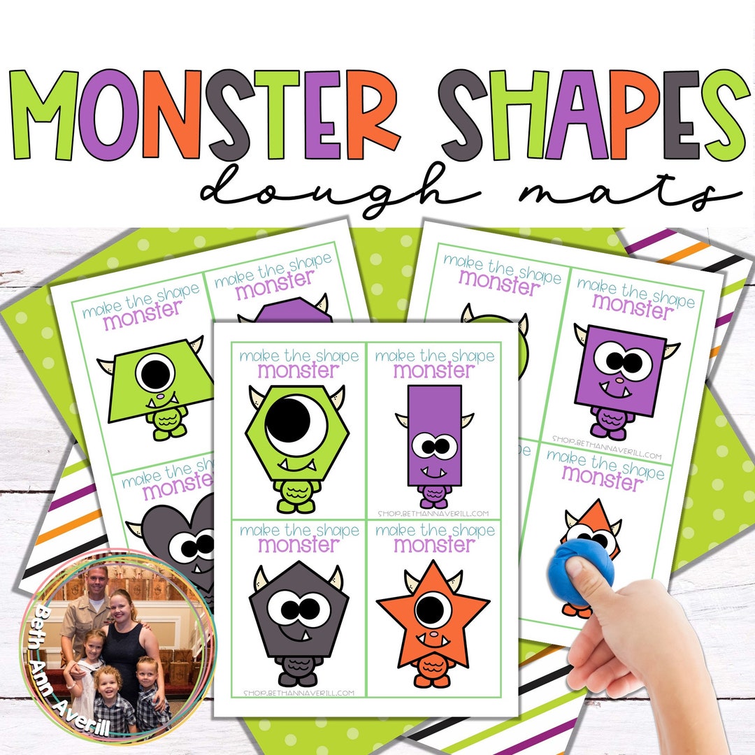 Halloween Monster Shape Cards, Learning Shapes Through Play, Preschool ...