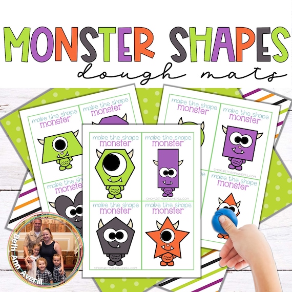 Halloween Monster Shape Cards Learning Shapes Through Play | Etsy