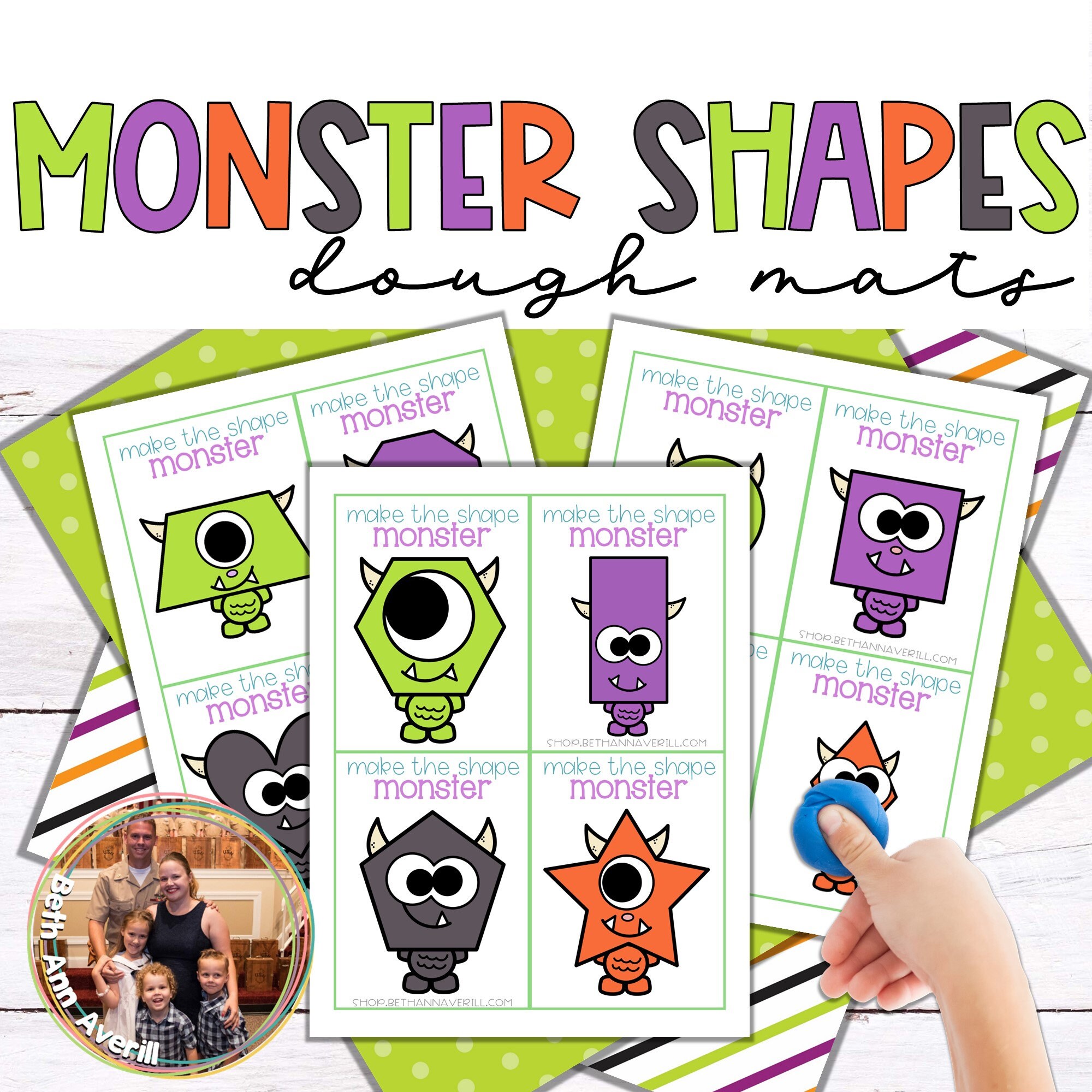 Halloween Monster Shape Cards, Learning Shapes Through Play, Preschool ...