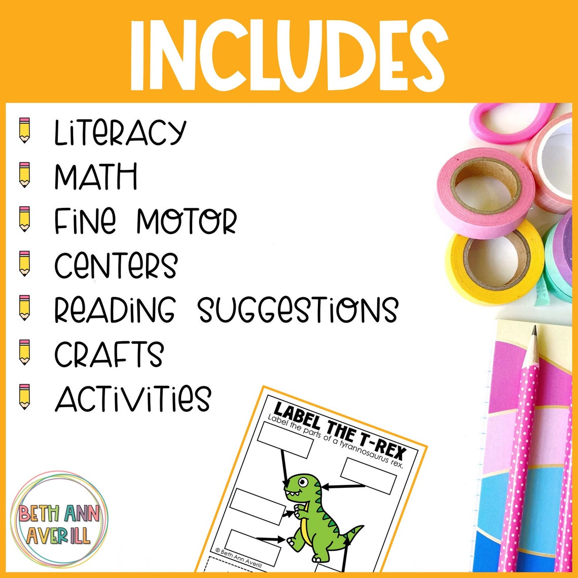 Dinosaur Activities Thematic Unit Preschool Curriculum Dinosaur ...