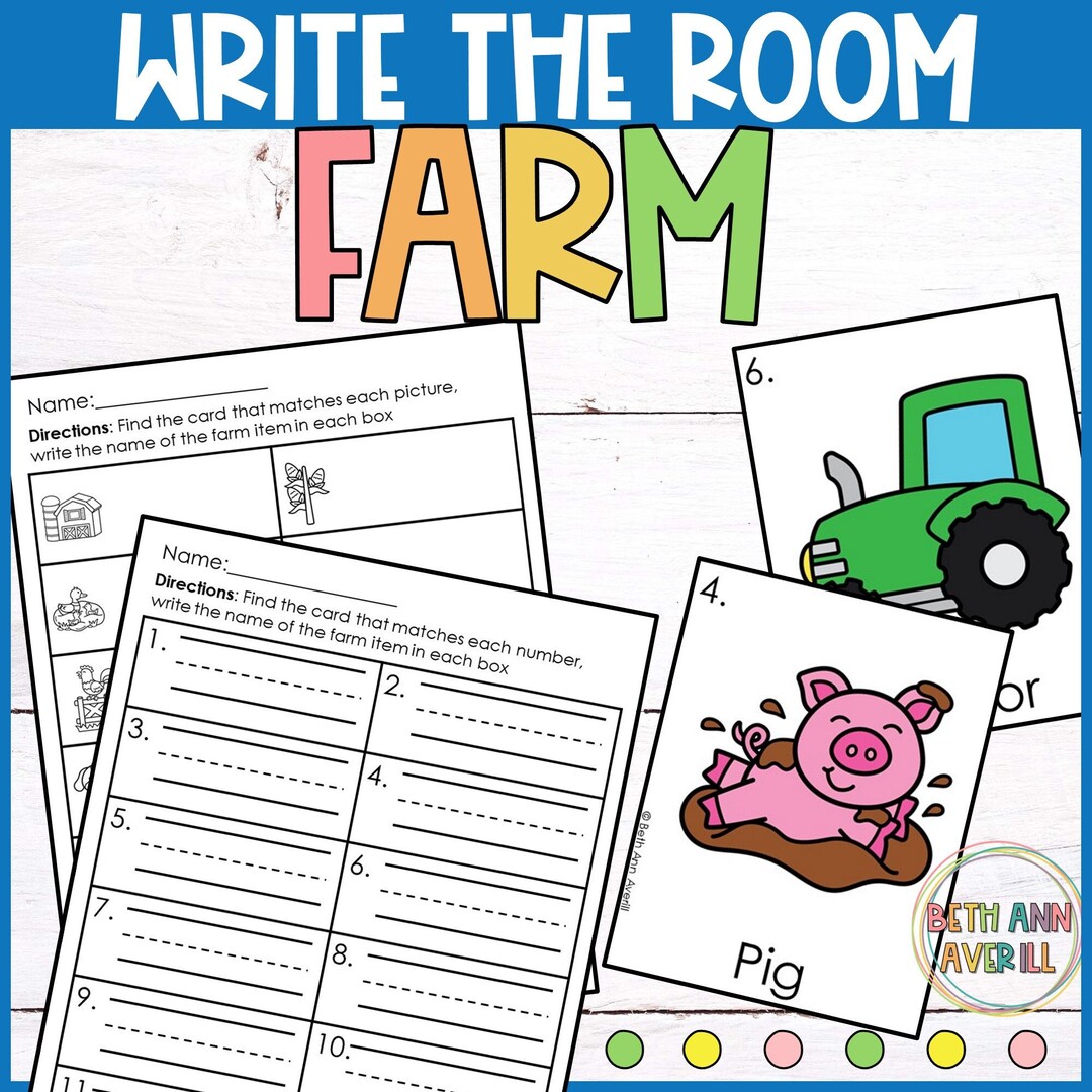 Farm Write the Room Writing Centers for Kindergarten - Etsy