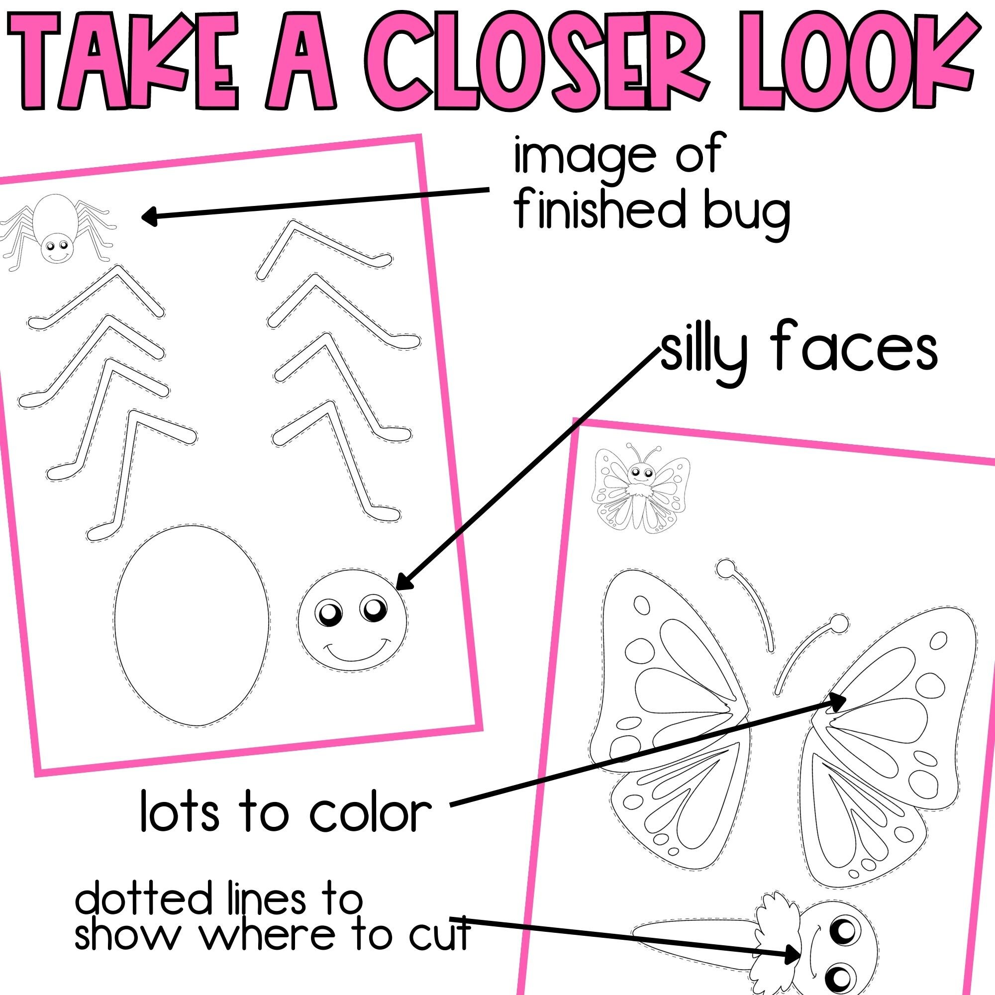 Spring Crafts Bug and Insect Paper Cutting and Pasting Activity for ...