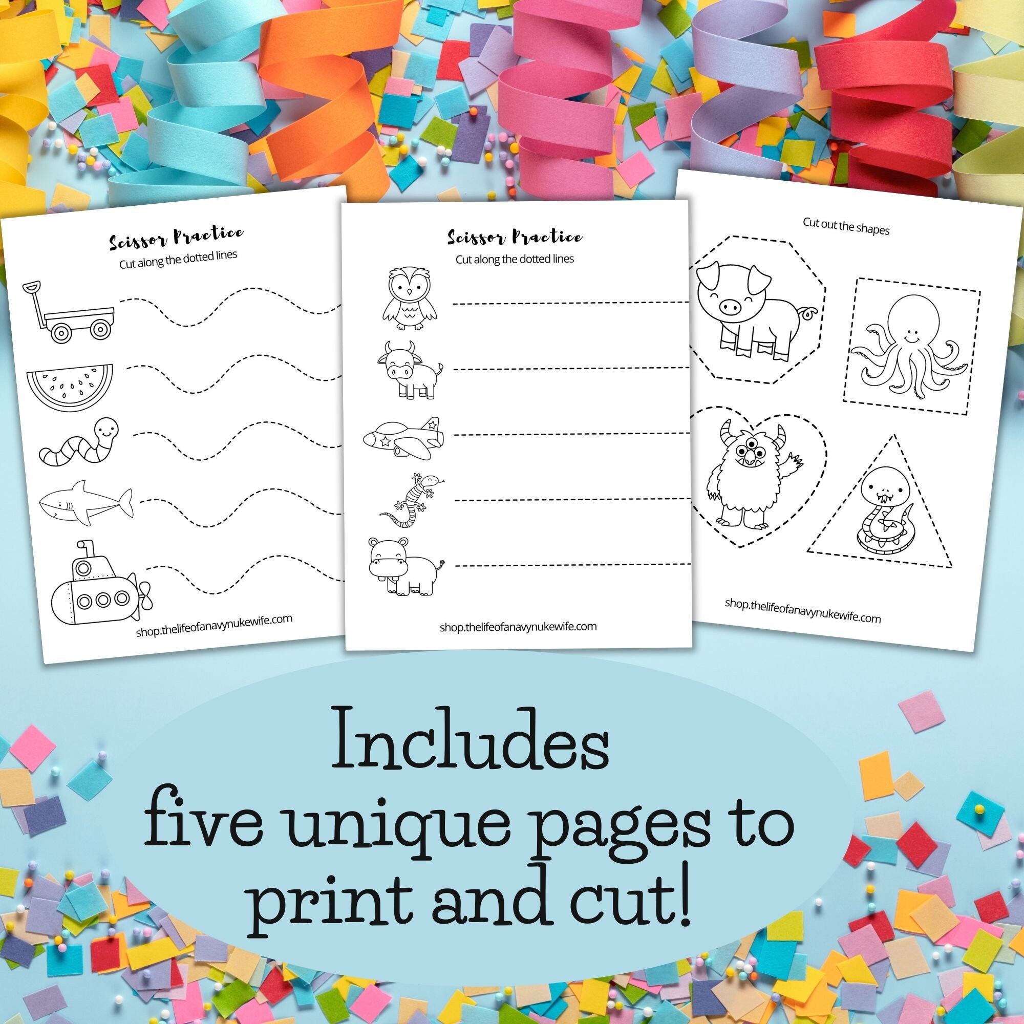 Scissor Skills Printable Preschool Worksheet, Learning to Use Scissors ...