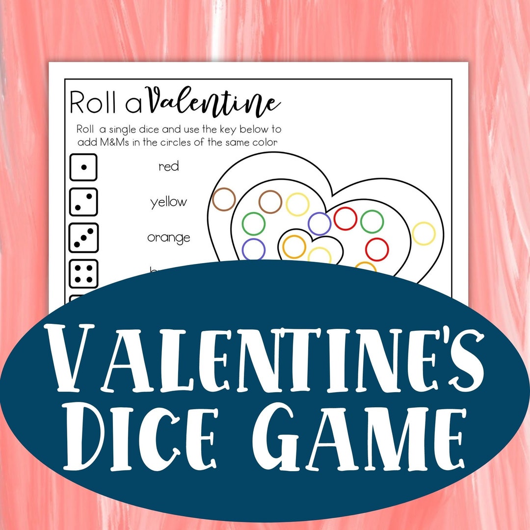 Valentine Dice Game Printable Roll and Cover Holiday Dice Game ...