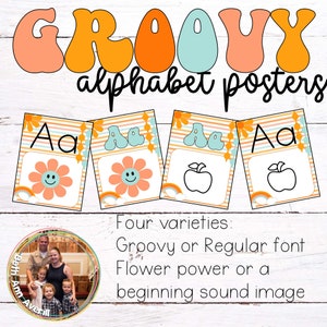 Groovy Boho Classroom Decor Homeschool Decor Groovy Retro Alphabet ...