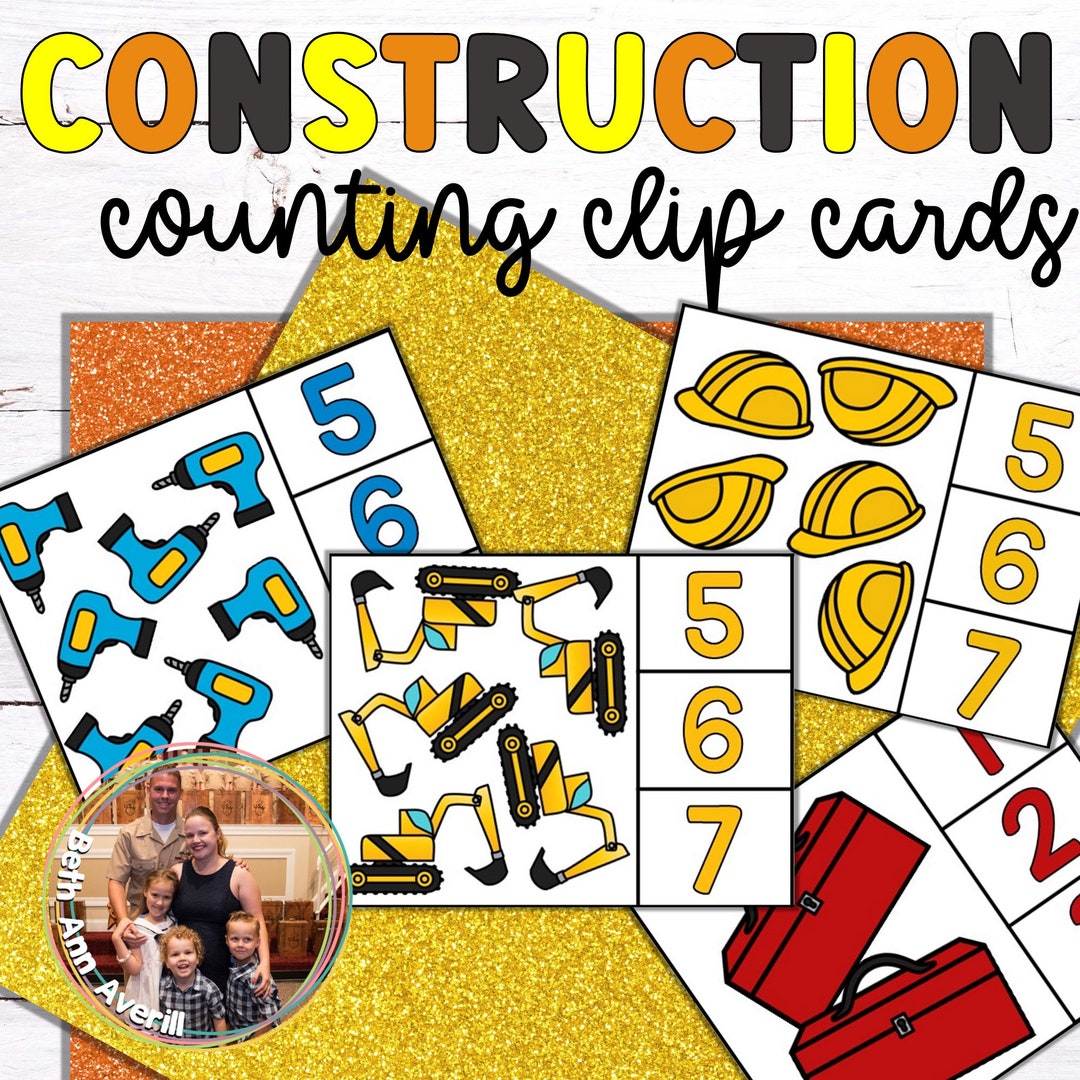 Construction Count and Clip Cards Counting Cards for Homeschool ...