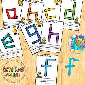 Craft Stick Lowercase Alphabet ABC Building Flash Cards Toddler ...