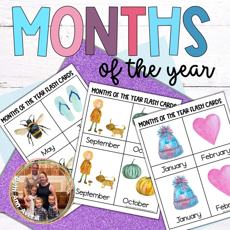 Months of the Year Montessori Flashcards Set - Etsy