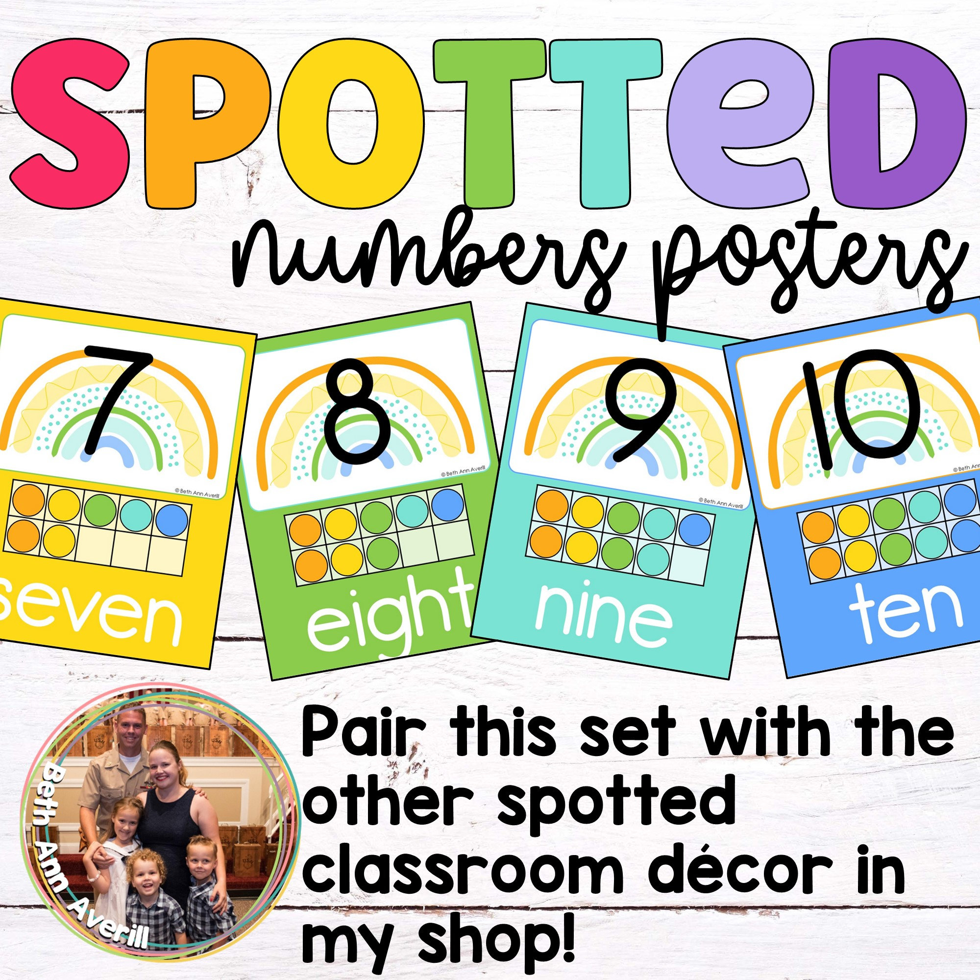 Numbers Posters Classroom Decorations Printable Spotted Brights ...